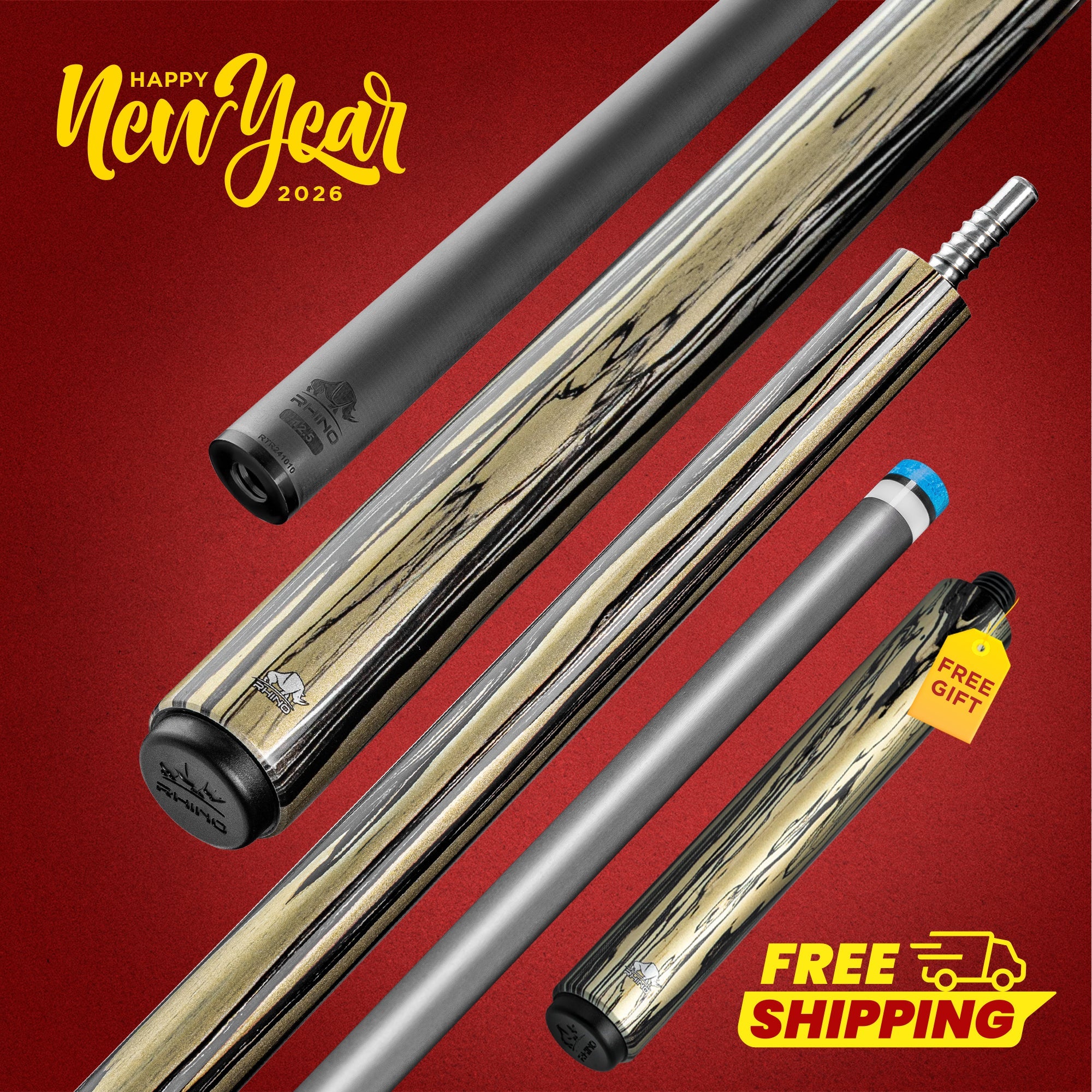 Rhino RETRÔ Pool Cue - Pale Moon Ebony - Wrapless – Prime Cues