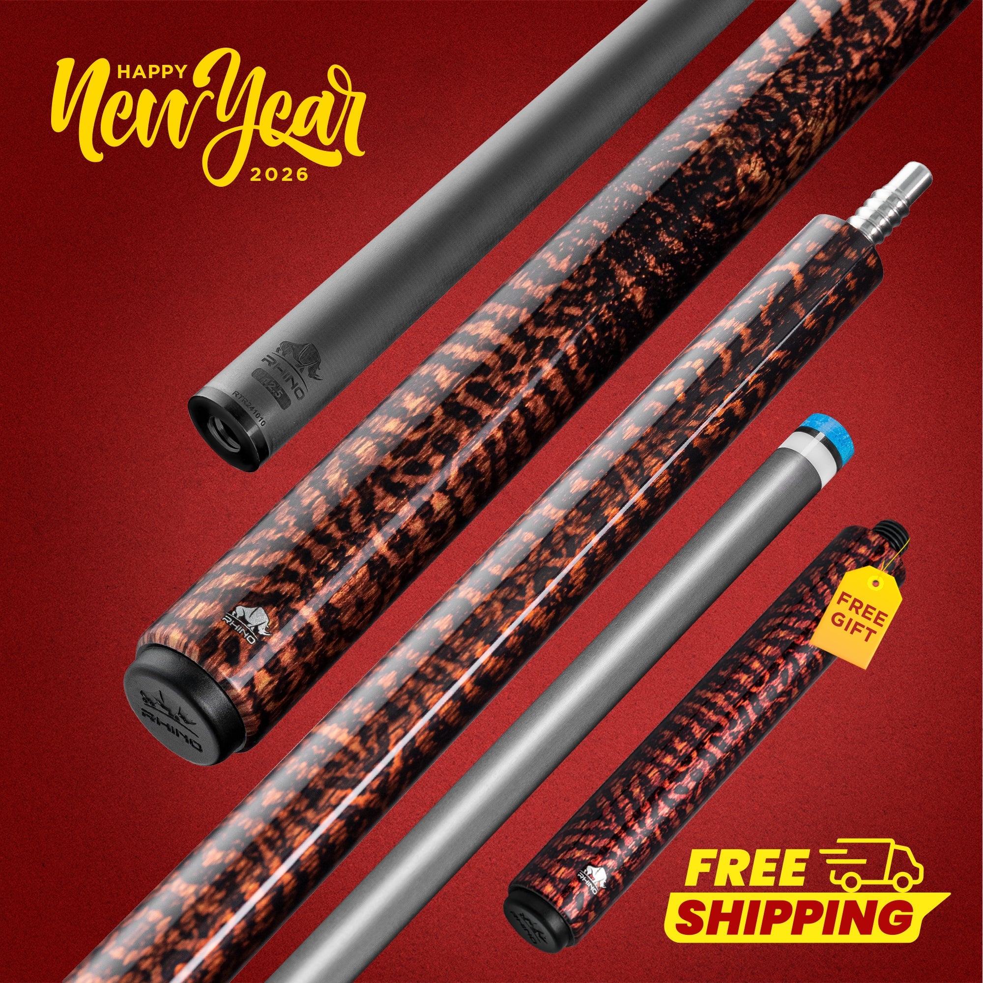 Rhino RETRÔ Pool Cue - Snake - Wrapless – Prime Cues