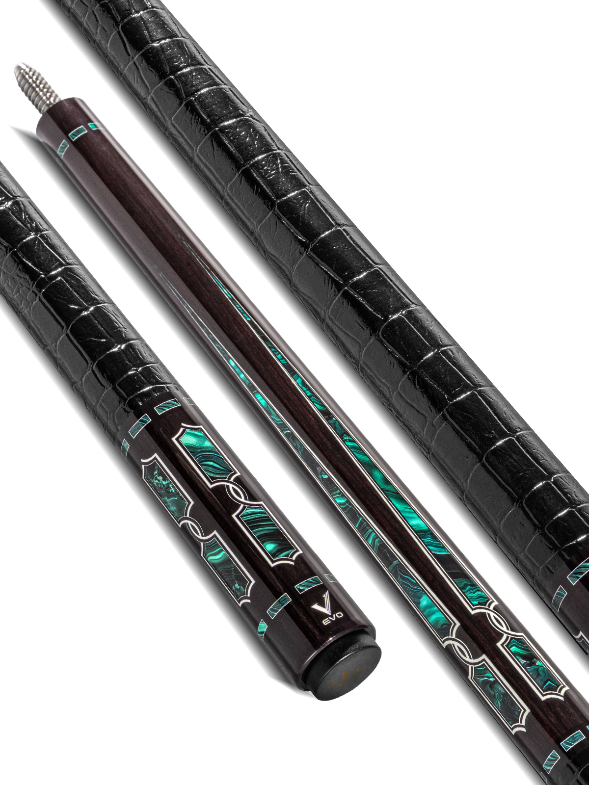 EVO LUNA POOL CUE - MALACHITE ECLIPSE - LEATHER WRAP – Prime Cues